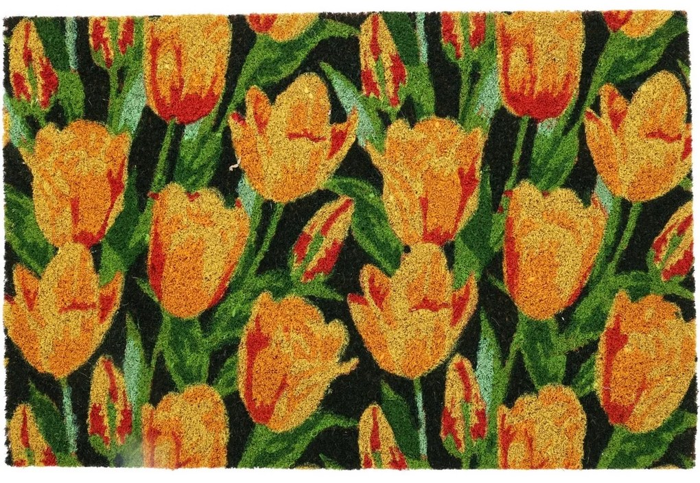 Kokosová rohožka Orange tulips, 40,5 x 61 cm