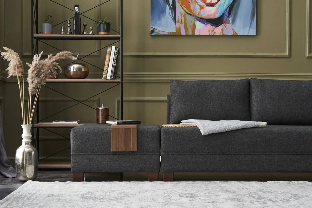 Designová rohová sedačka Ramesha 280 cm antracitová - pravá