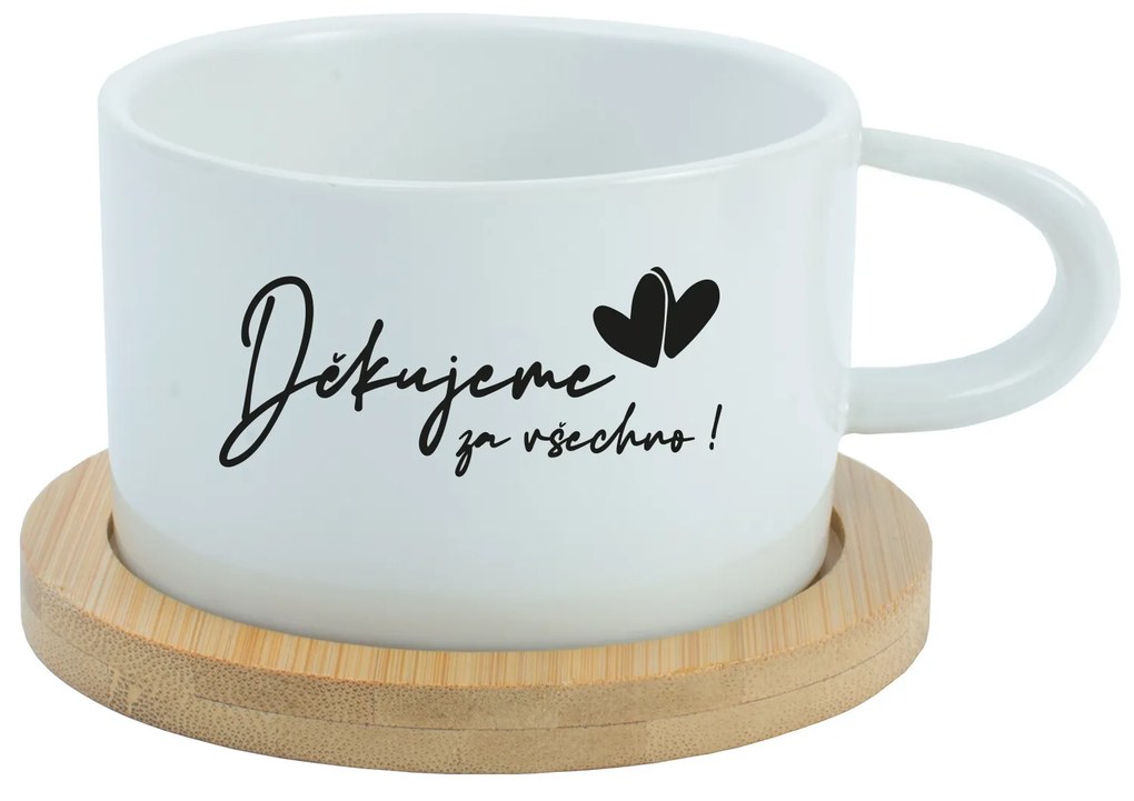 DĚKUJEME ZA VŠECHNO! - bílý hrníček makronka 200 ml