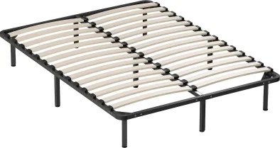 HOMCOM rám postele 140 x 190 cm, dvoulůžko s lamelovým roštem a nohami, úložný prostor pod ním, černá