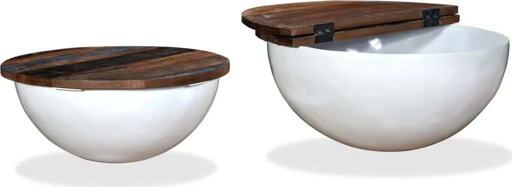 vidaXL Konferenční stolky 2 ks masivní recyklované dřevo miska [245256] Barva: Bílá