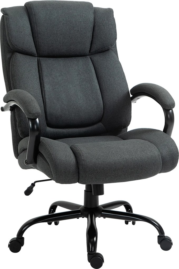 Vinsetto Kancelářská židle, ergonomická židle ke stolu, otočná židle s polstrovanými područkami, nosnost až 220 kg, šedá