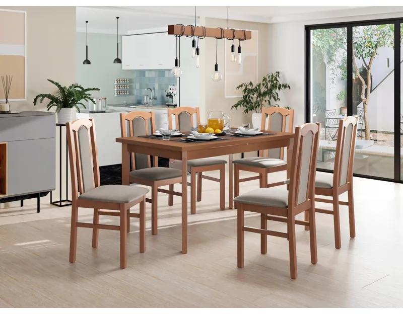 Rozkládací jídelní stůl se 6 židlemi AL08, Barva dřeva: bílá-L, Potah: Soro 28