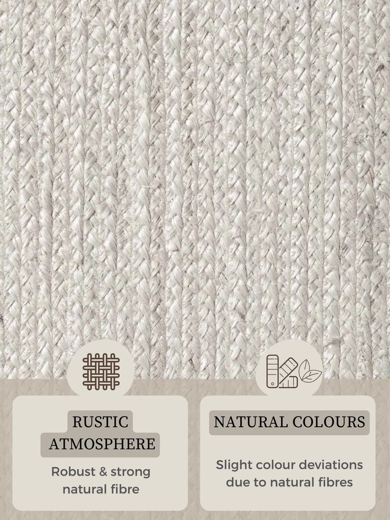 Hanse Home, Kusový koberec Jute Braided 106321 White ovál, 160x230 ovál, bílá, chodba / předsíň
