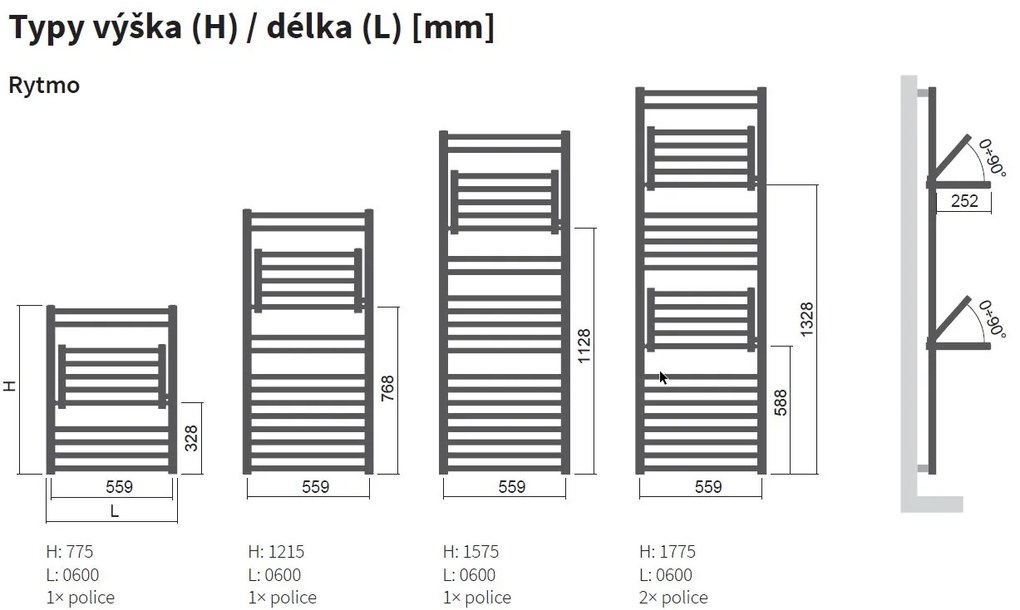 Isan Rytmo 1215 x 600 mm koupelnový radiátor bílý