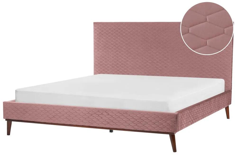 Sametová postel 180 x 200 cm růžová BAYONNE Beliani