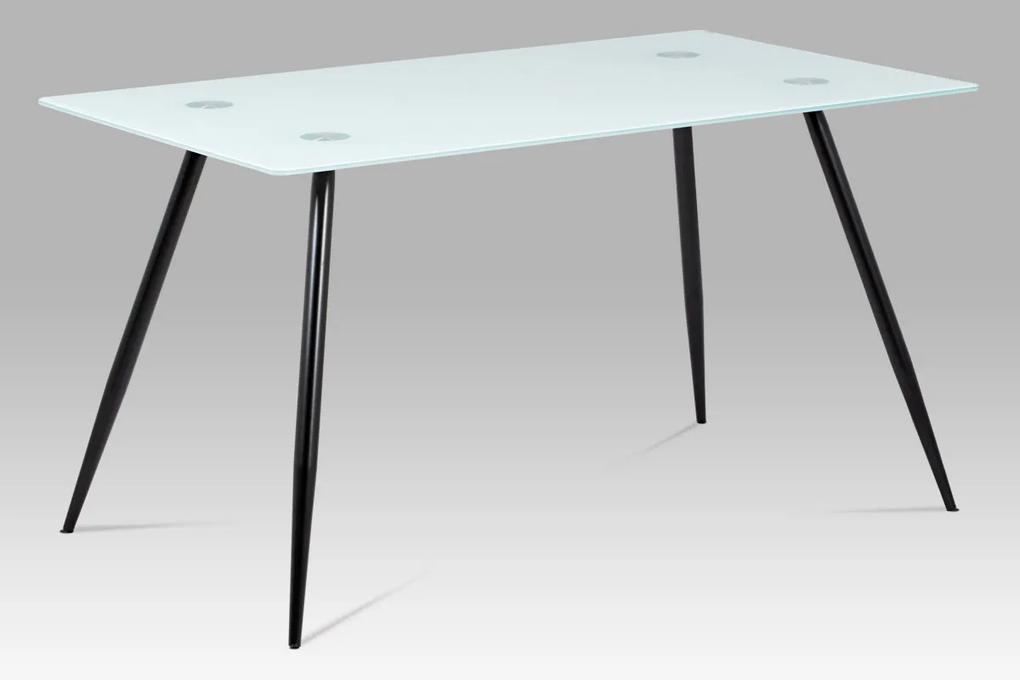 Artium Jídelní stůl 140x80x75 cm mléčné sklo + nohy černý lak - GDT-113 WT