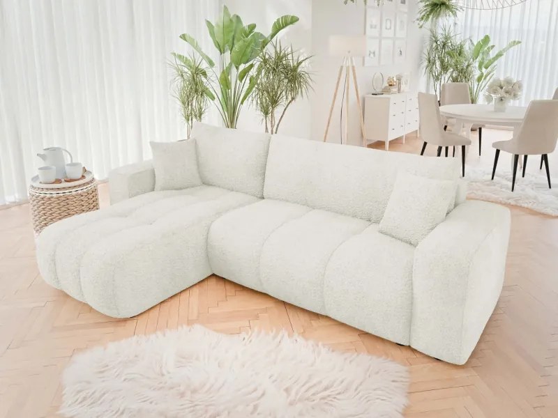 Rohová rozkládací sedačka Larow Boucle, Potah: Coral 75