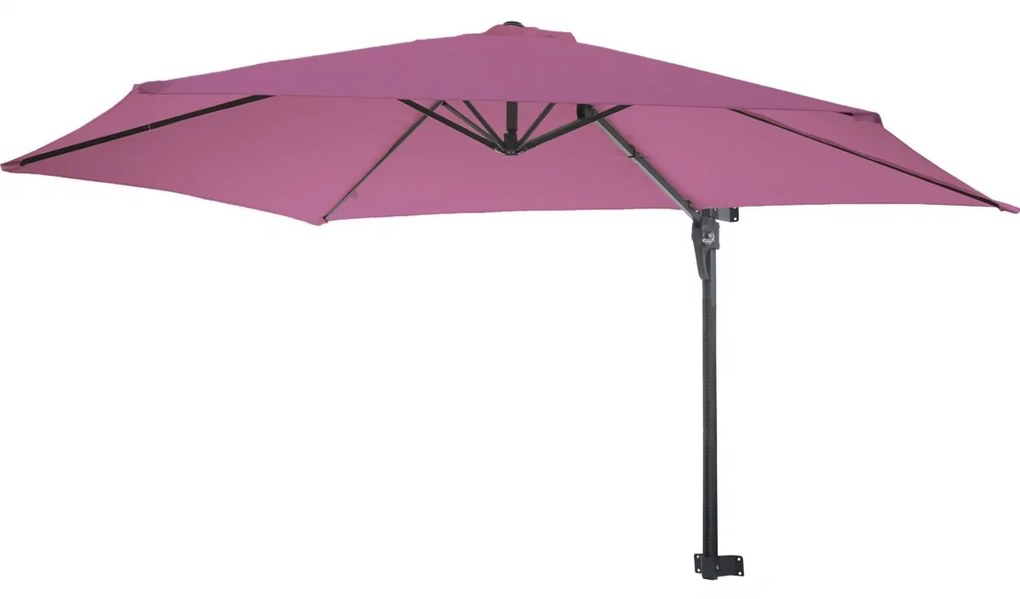 Nástěnný slunečník Casoria 3 m - polyester hliník/ocel - levandulově červená