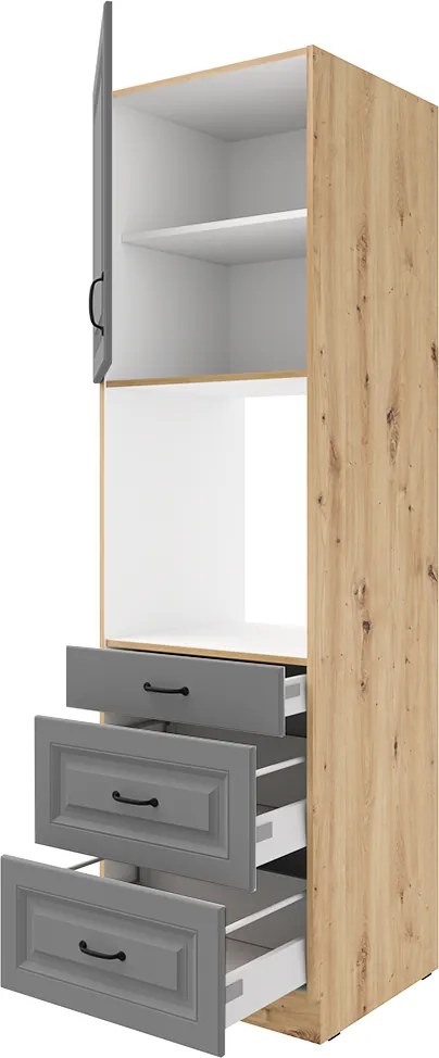 STILO ad | vysoká skříňka 60 DPS-210 3S 1F na vestavnou troubu | 60 cm | UNI dvířka | artisan/šedá