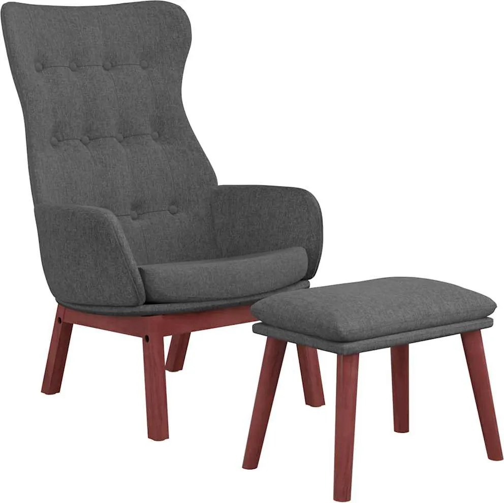 Relaxační křeslo s podnožkou tmavě šedé textil 3097724