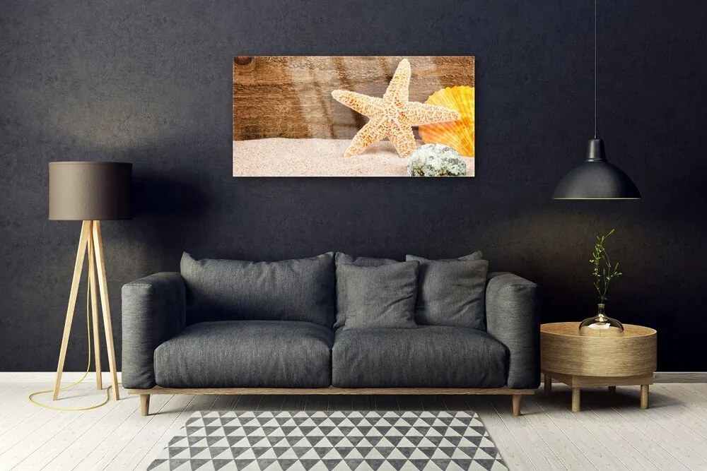Obraz na skle Písek Hvězdice Umění 140x70 cm