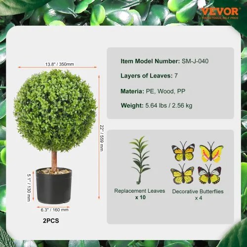 Umělé topiary Zimostrázové stromy, 61 cm vysoké (2 kusy)