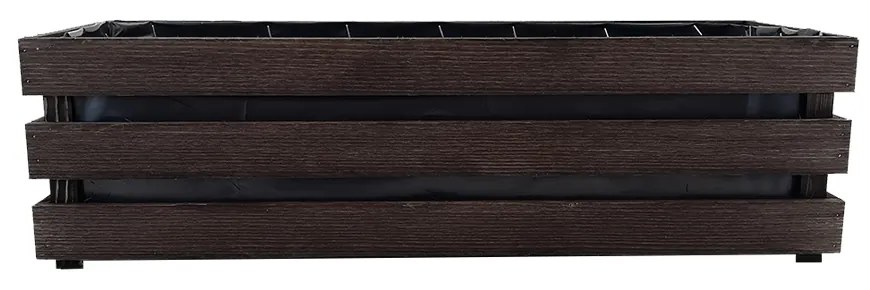 AMADEA Dřevěný truhlík tmavý, uvnitř s černou fólií, 62x21,5x17cm, český výrobek