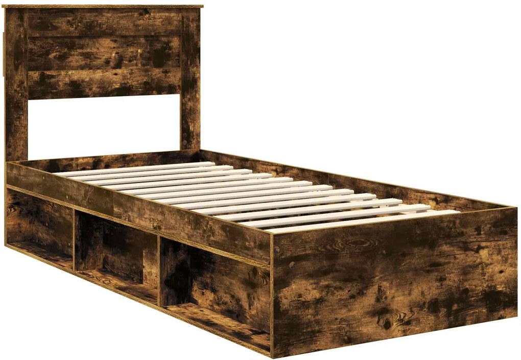 Rám postele Kouřový dub 100 x 200 cm Masivní borové dřevo 3409795