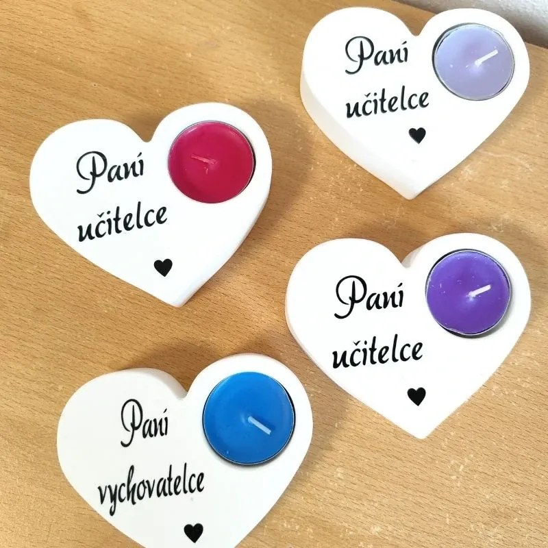 Svícen srdíčko Paní učitelce