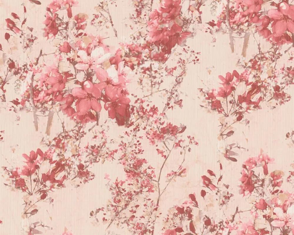 Vliesová tapeta Květinový vzor - červená, růžová, béžová, 378162 / Tapety na zeď 37816-2 Attractive (0,53 x 10,05 m) A.S.Création