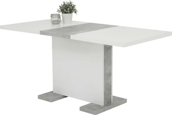 Sconto Jídelní stůl TAMARA T bílá vysoký lesk/beton