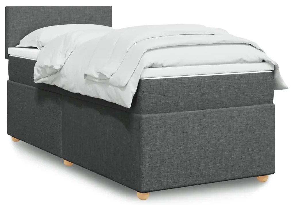 Box spring postel s matrací tmavě šedá 90x190 cm textil