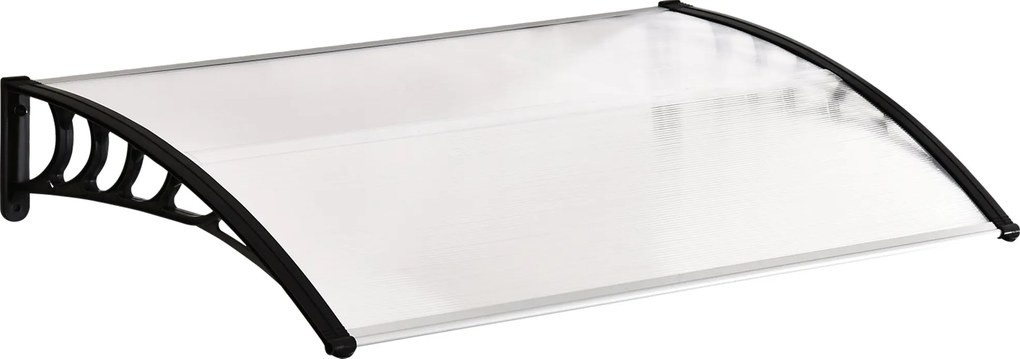 Stříška nad vchodové dveře Outsunny 90 x 150 cm z polykarbonátu, sklonová oblouková stříška s UV ochranou, ochrana proti slunci a dešti pro venkovní p