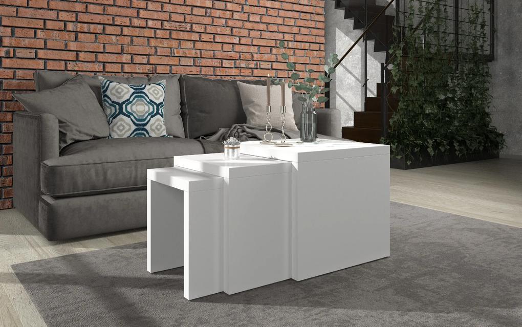 Konferenční stolek 3w1 BASEL 55x55 Hlavní barva: Bílá