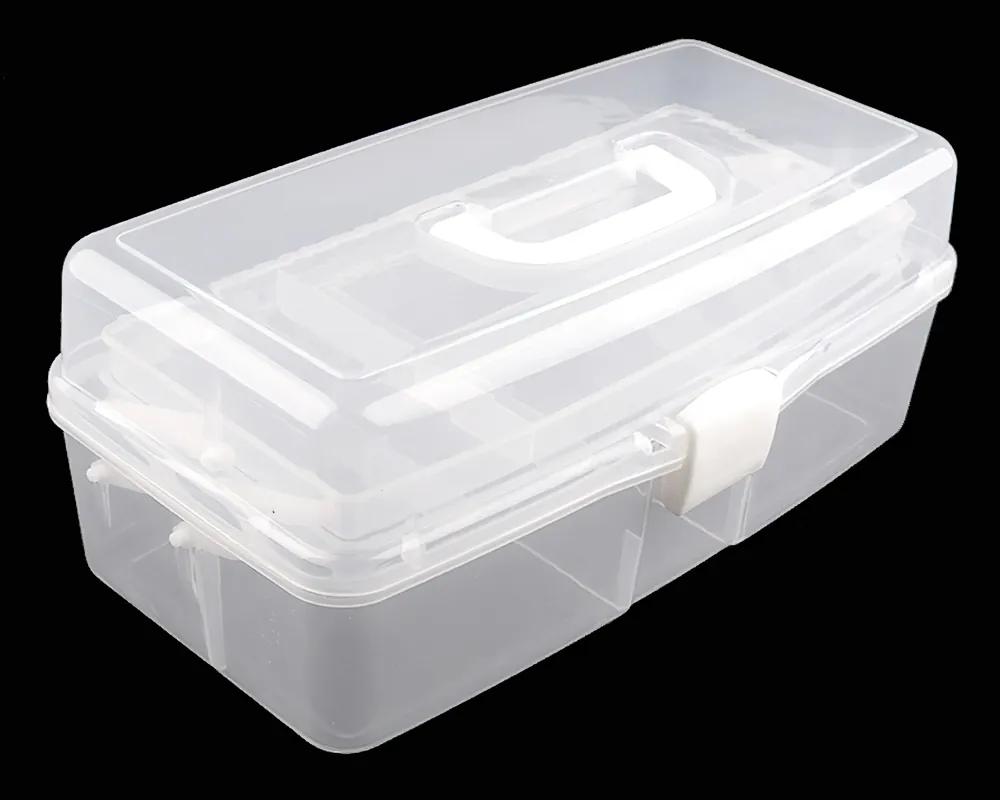 Stoklasa Velký plastový box / kufřík na šití 780630, rozkládací, patrový, transparentní, 41 x 20,5 x 15,5cm