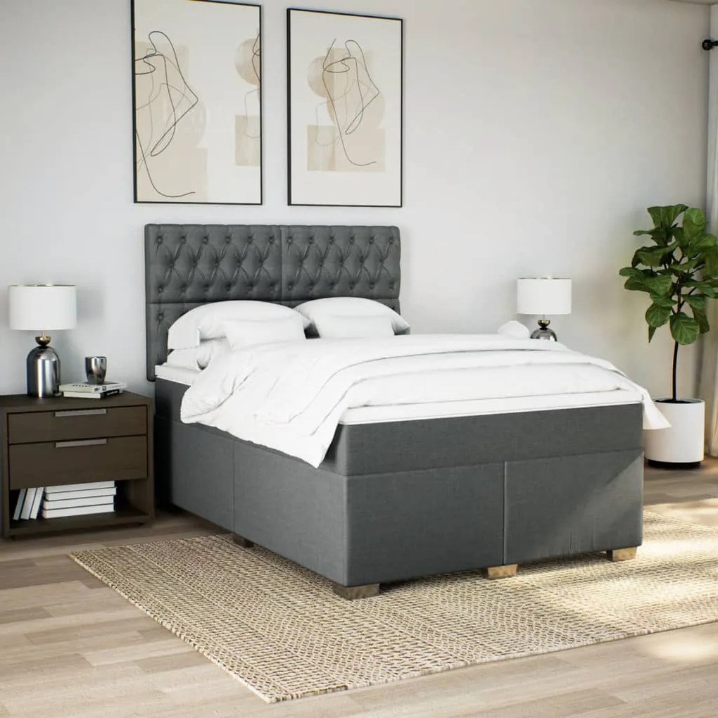 Box spring postel s matrací tmavě šedá 160x200 cm textil 3292847
