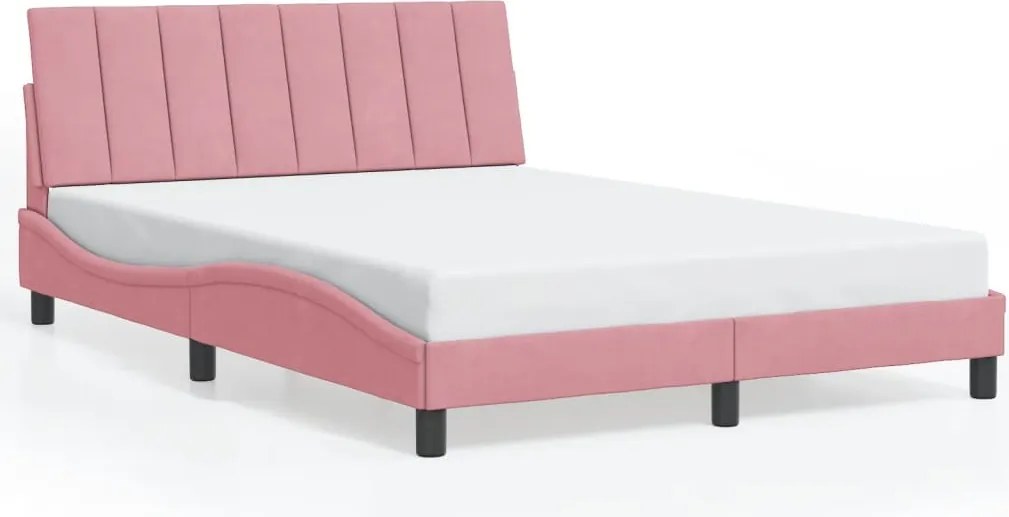 Rám postele s LED osvětlením bez matrace Hanko růžový 140 x 200 cm samet 3213786