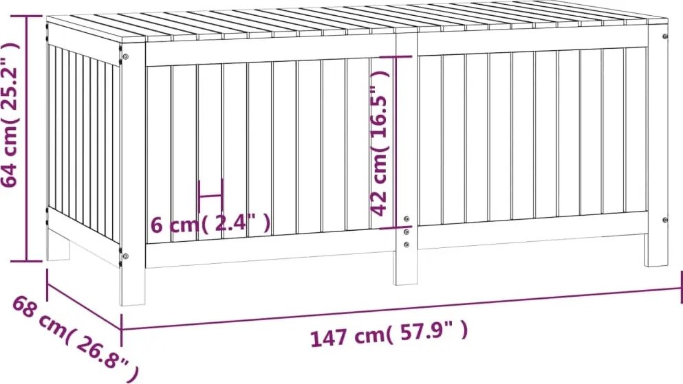 vidaXL Zahradní úložný box černý 147 x 68 x 64 cm masivní borové dřevo [823852] Barva: Bílá borovice