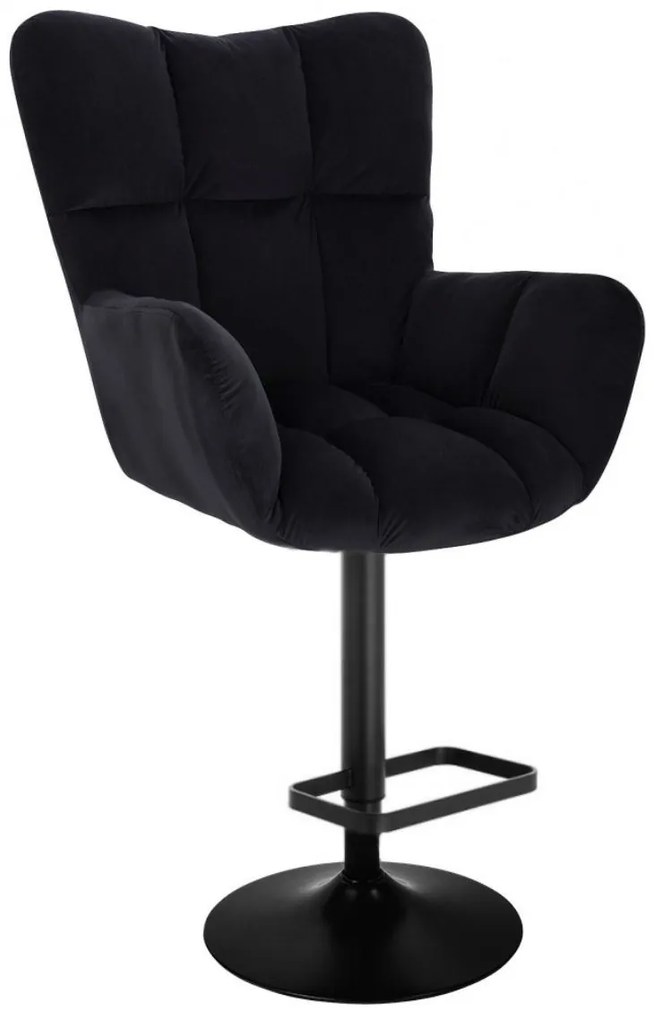 LuxuryForm DESIGN Barové křeslo AURORA VELUR na černé kulaté podstavě - černé