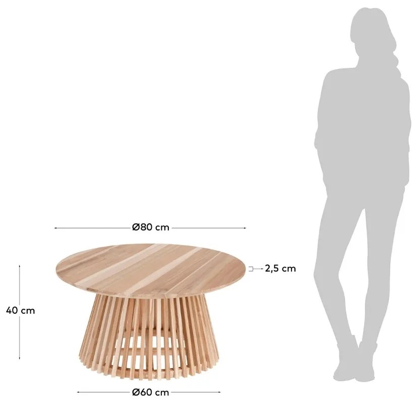 Teakový kulatý konferenční stolek Kave Home Jeanette 80 cm