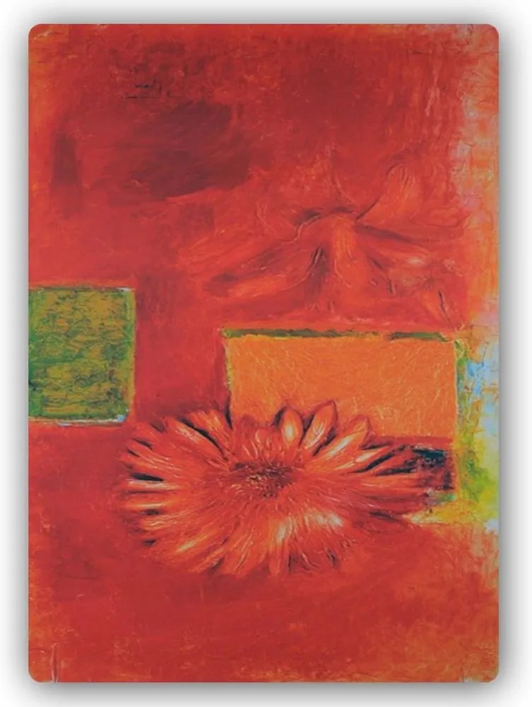 CARO Kovový obraz - Red Flower - Abstraction 40x60 cm