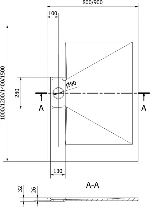 Mexen Egon, SMC obdélníková sprchová vanička 150 x 90 cm, černá, 4R709015