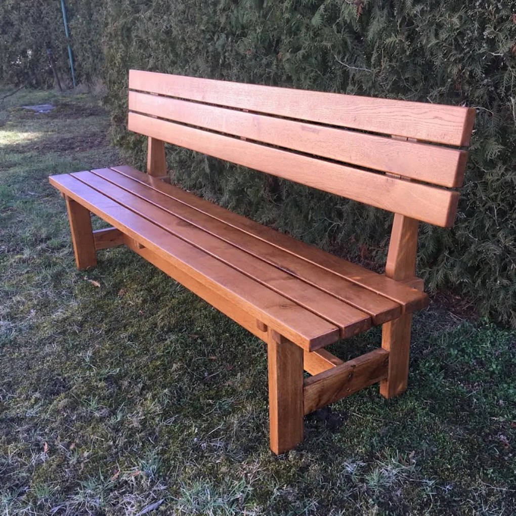 KULHÁNEK Zahradní lavice s opěradlem - klasická Délka: 210 cm, Odstín nátěru: olej - ořech