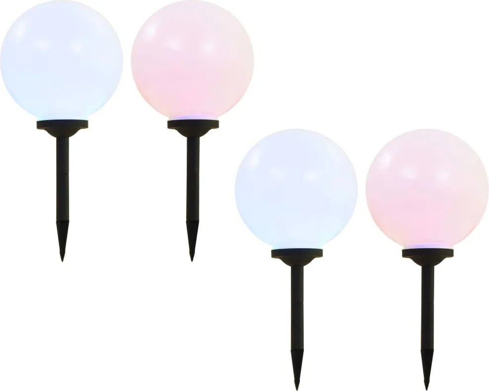 Zahradní solární lampy 4 ks LED kulovité 30 cm RGB 277127