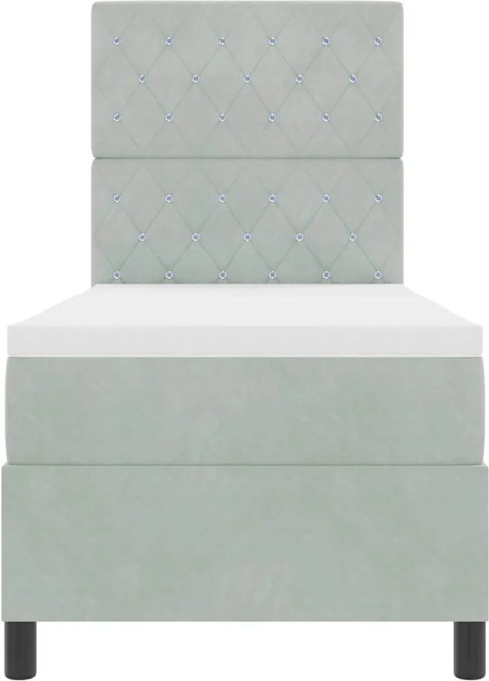 Postel s boxspringem s matrací Světle šedá 80 x 200 cm samet 3339728