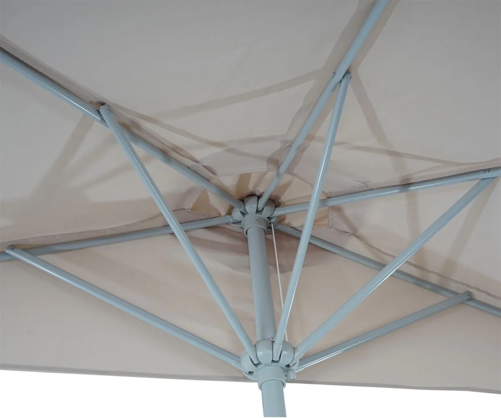 Slunečník půlkruh Parla - polyester/hliník - 270cm krémový se stojanem