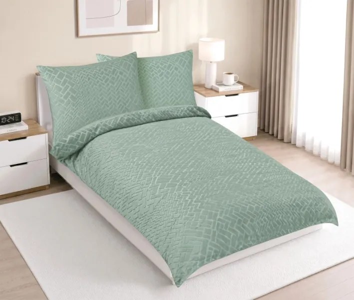 Bellatex Mikroflanelové povlečení 140x200 cm. 70x90 cm Zelená