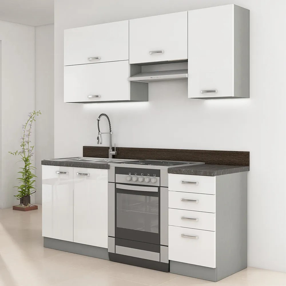 BIANCA sb | vysoká skříňka 60 DP-210 2F na vestavnou troubu | 60 cm | světle šedá/bílá lesk