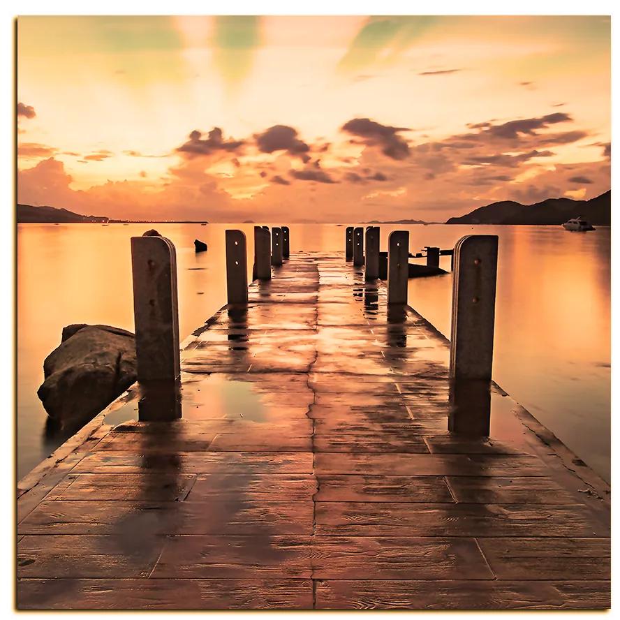 Obraz na plátně - Krásný západ slunce nad jezerem - čtverec 3164FA (50x50 cm)