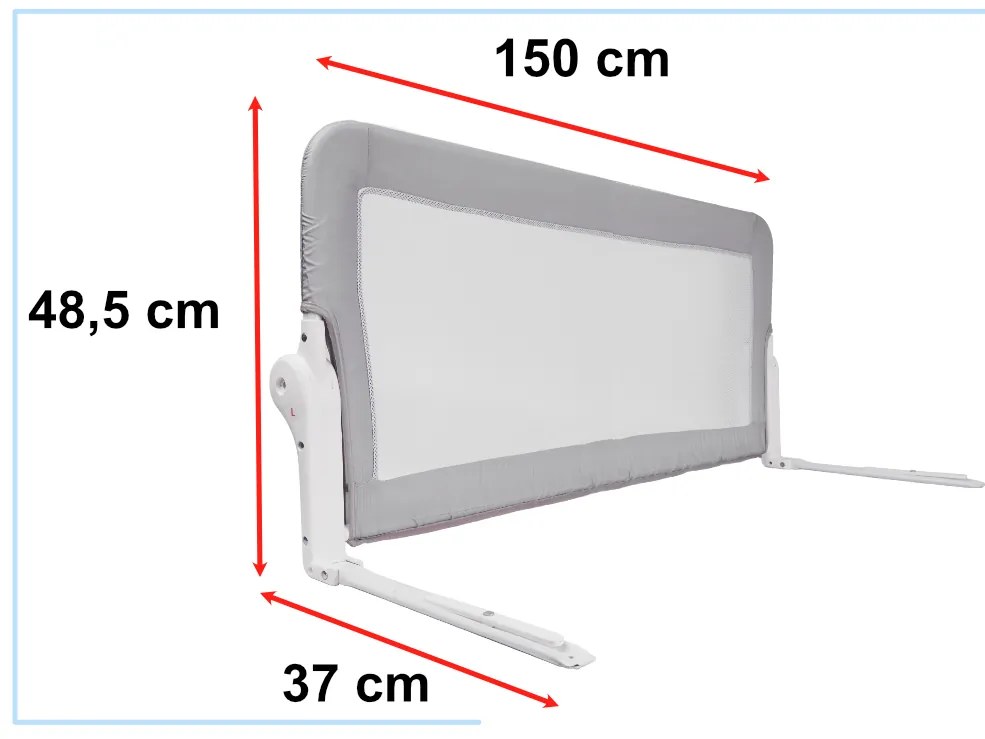 Creative Corner Bezpečnostní zábrana k posteli 150 cm šedá