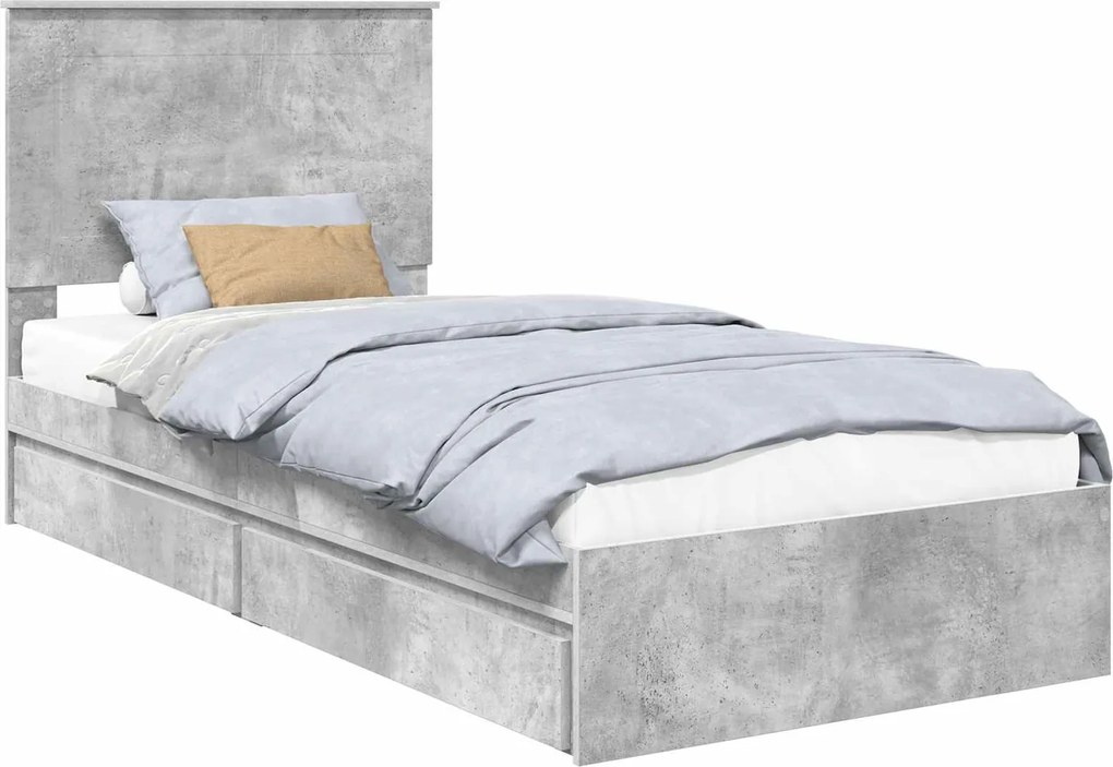 Postel s úložným prostorem s čelo Betonově šedá 90 x 190 cm 3409590