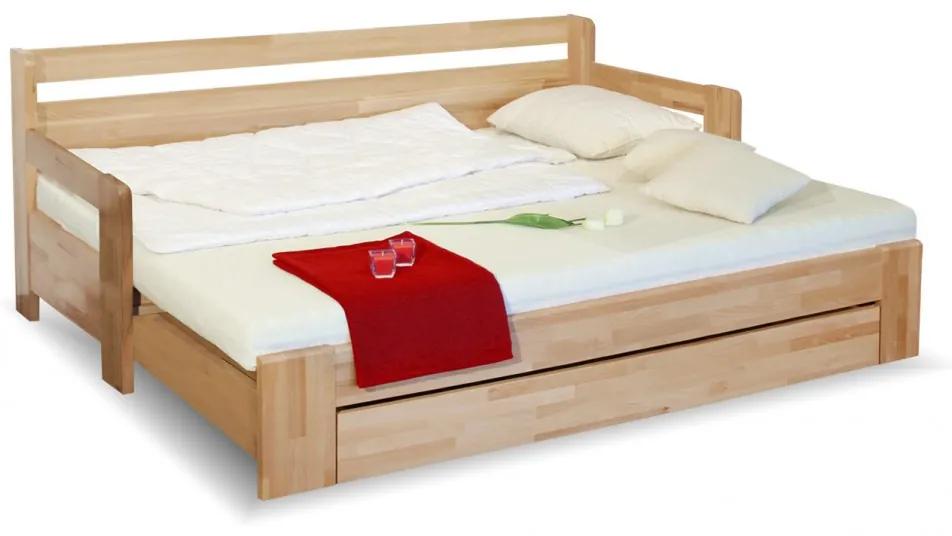 Rozkládací postel s úložným prostorem DUO KOMFORT, 90x200, buk VYKONA, Karamel