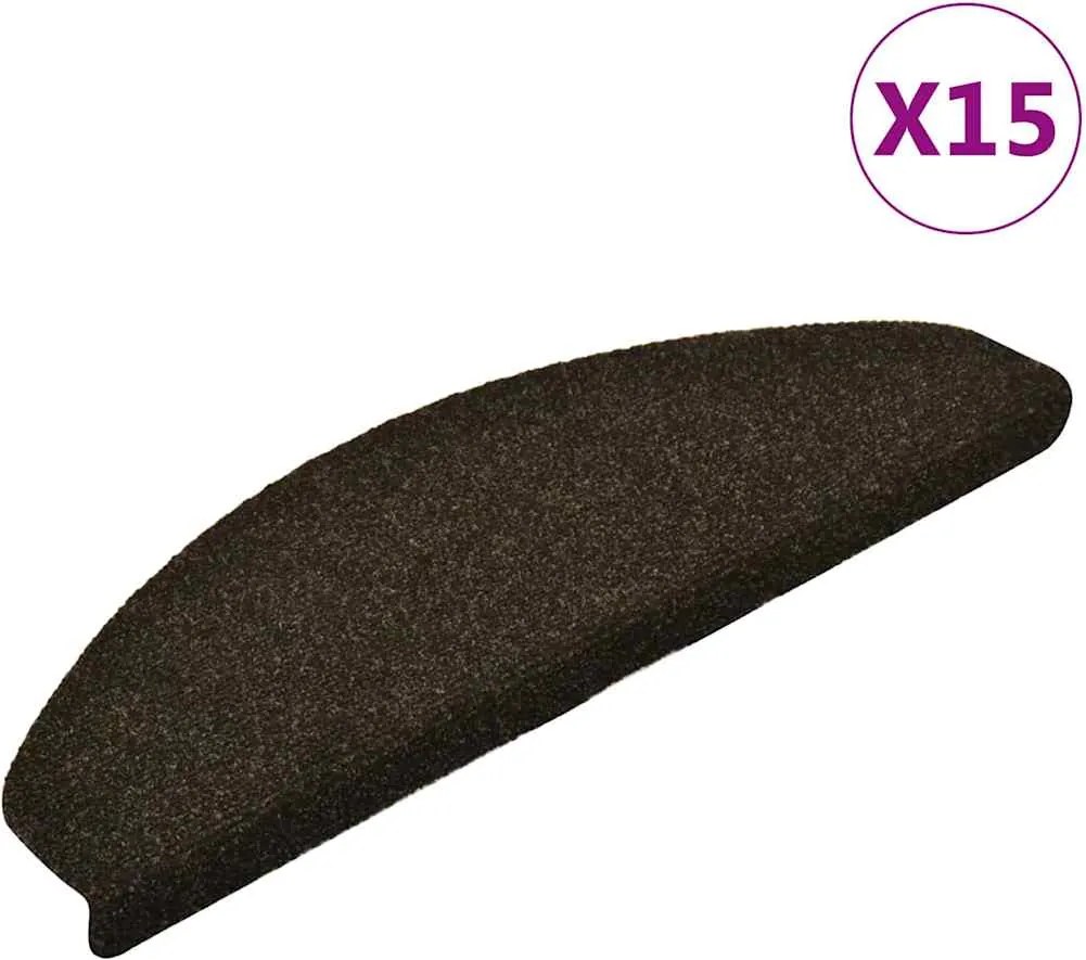 Schodové rohože samolepicí 15 ks 65 x 21 x 4 cm tmavě hnědé, půlkulaté, velké 322349
