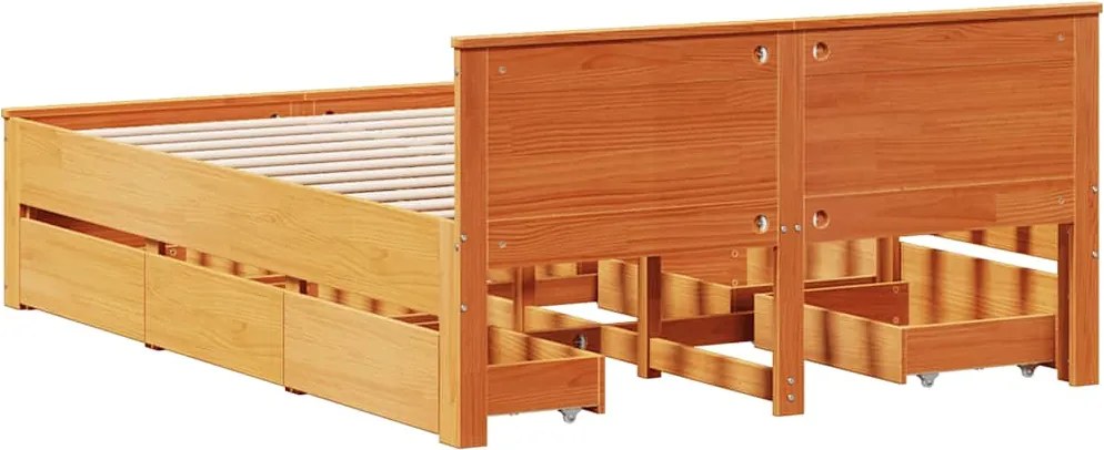 Postele bez matrace s čelem voskově hnědá 140 x 190 cm borovice 3308779