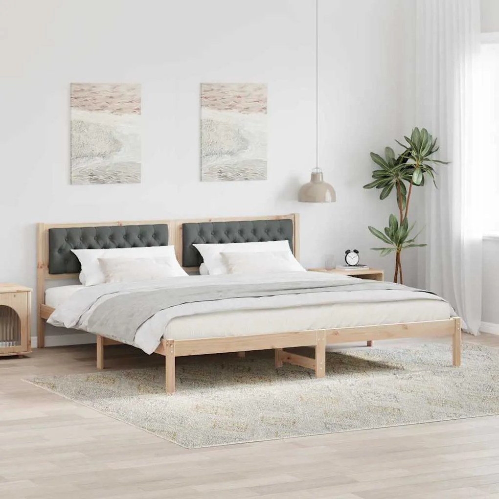 Rám postele s čelo Tmavě šedá 200 x 200 cm Masivní borové dřevo 3394234