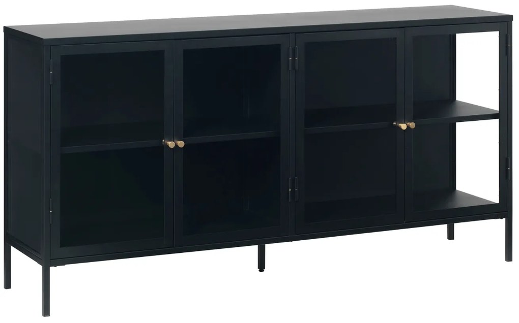 OnaDnes -20% Černá kovová vitrína Unique Furniture Carmel 85 x 170 cm