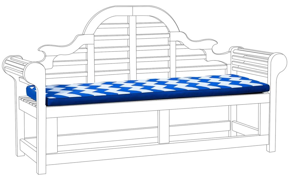 Modro-bílý sedák na lavici s cik-cak vzorem 152 x 52 x 5 cm - MARLBORO