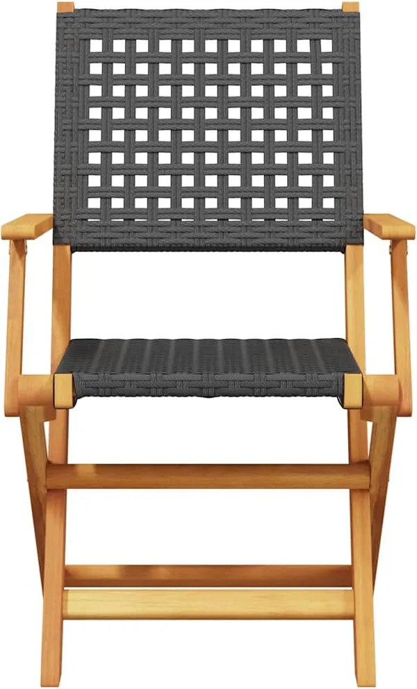 3dílný bistro set černý polyratan a masivní dřevo 3281874