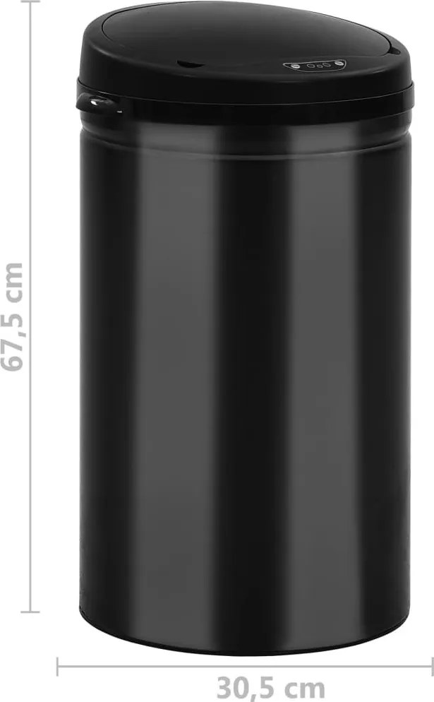 vidaXL Odpadkový koš s automatickým senzorem 40l uhlíková ocel [322699] Barva: Stříbrná